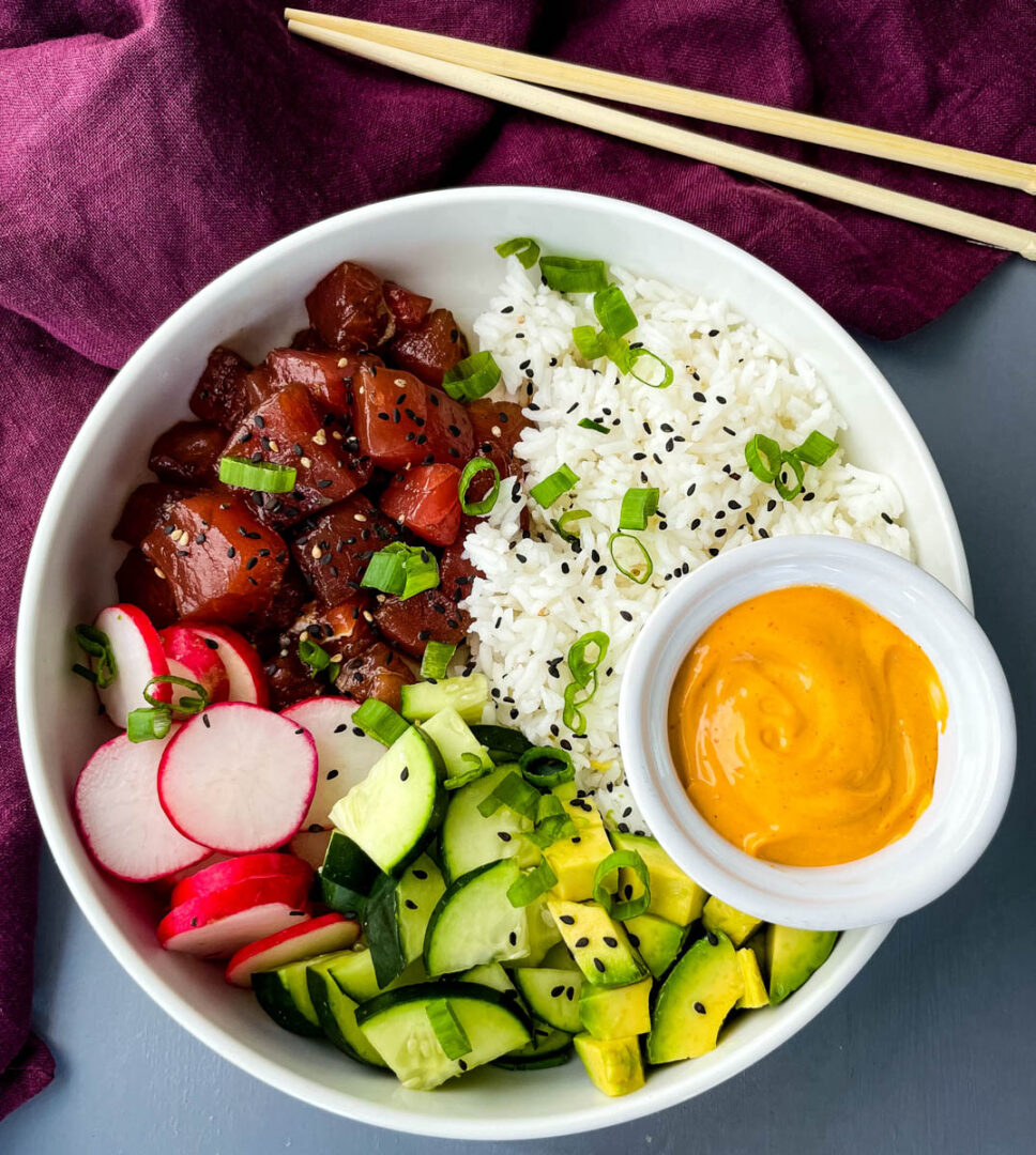 Poke Bowls with Spicy Mayo Sauce - Simple Seafood Recipes