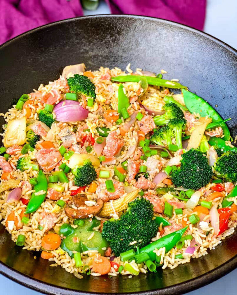 Salmon Fried Rice with Vegetables - Simple Seafood Recipes