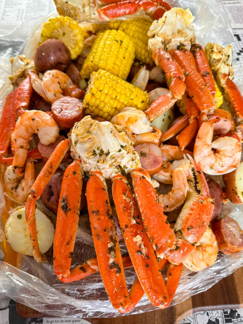 Seafood Boil in a Bag with Garlic Butter - Simple Seafood Recipes
