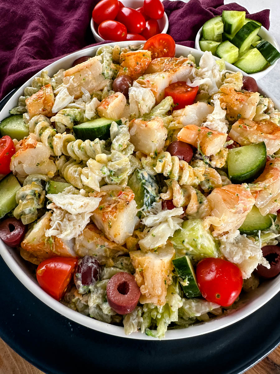 Seafood Pasta Salad with Shrimp and Crab - Simple Seafood Recipes